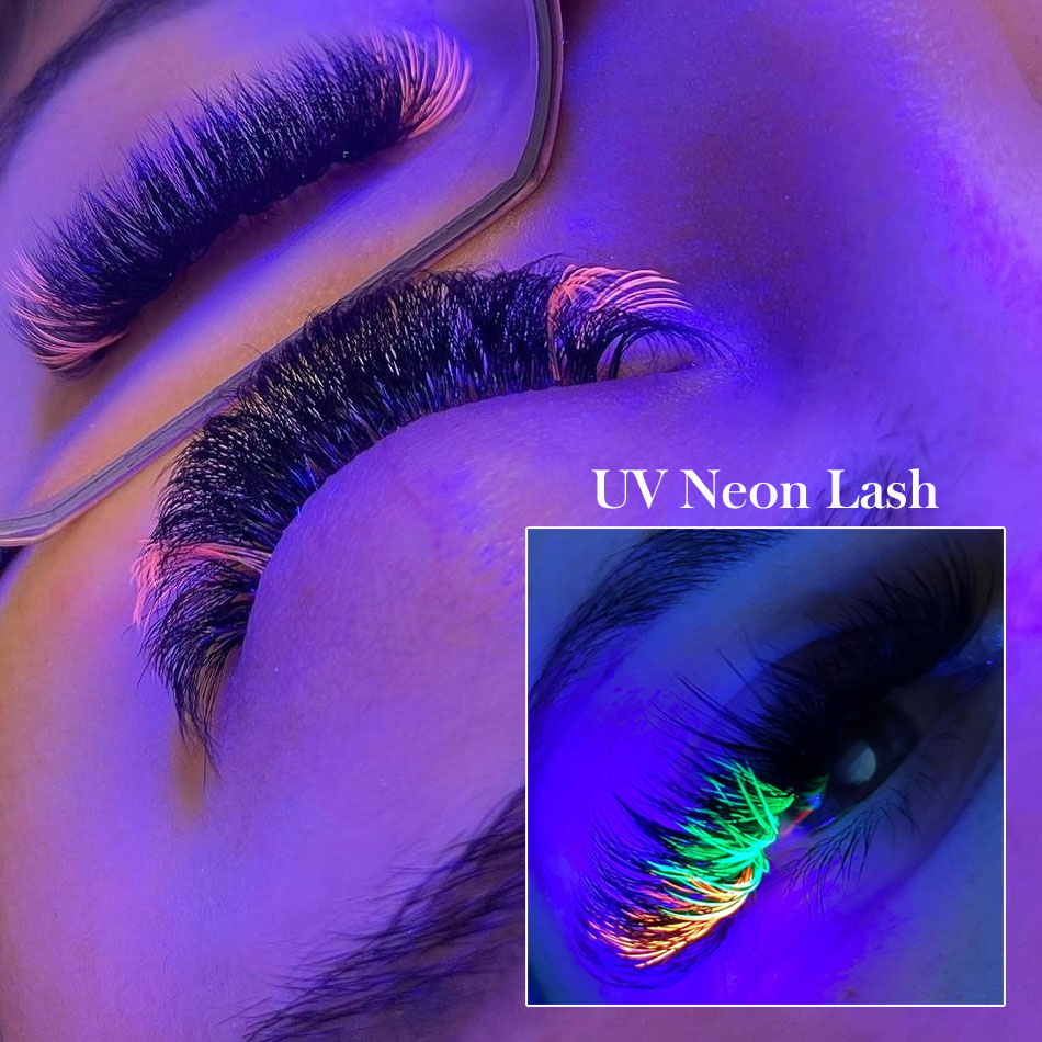 Tanggeri Fashion NEW IGUIONSS Mix Color Eyelashes Make up UV Neon Lash ...
