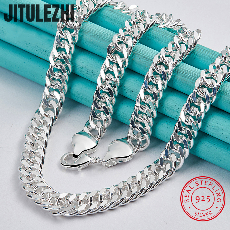 925 Sterling Silver Necklace For Men 1pc Gorgeous Silvery Plated Cuban ...