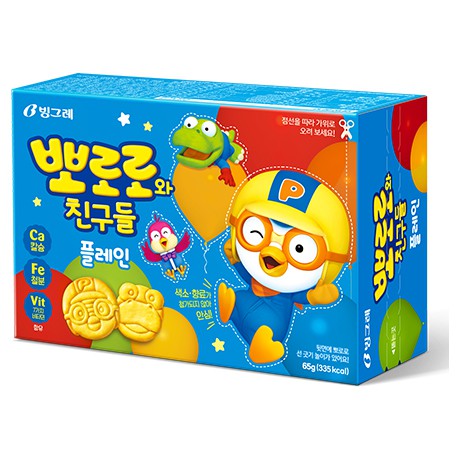 🇰🇷 Korea Crown Pororo Cookie for Kids 65g 韩国 克丽安 啵乐乐小饼干 原味 /芝士奶酪 /可可 ...