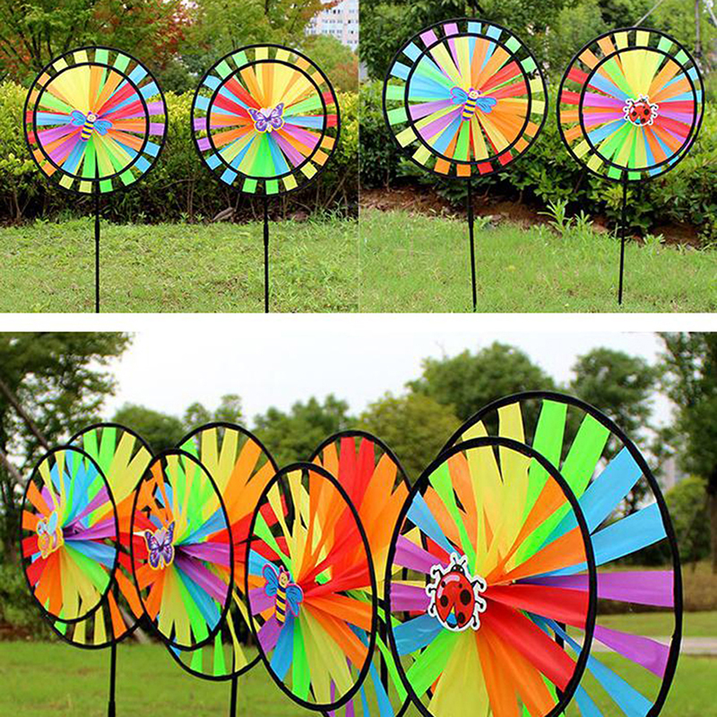 Water Double Layer Colorful Wheel Windmill Wind Spinner Kids Toys ...