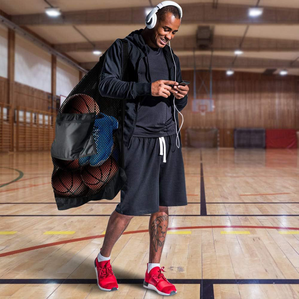 Drawstring Sports Mesh Basketball Backpack Football Soccer Volleyball ...