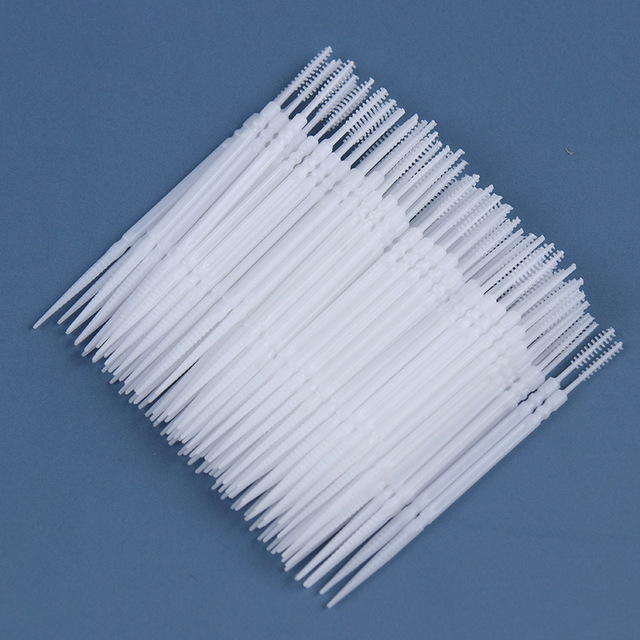 【High-quality】100 Pcs Double-Headed Oral Care Brush Pick Interdental ...