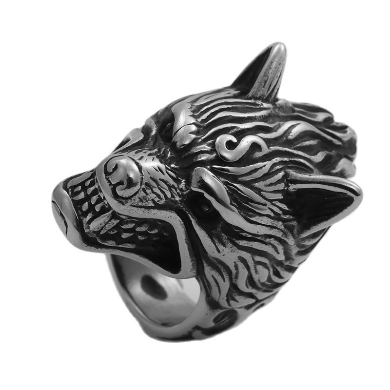 【Essential Good Item】Jewelry titanium steel wolf ring retro trendy men ...