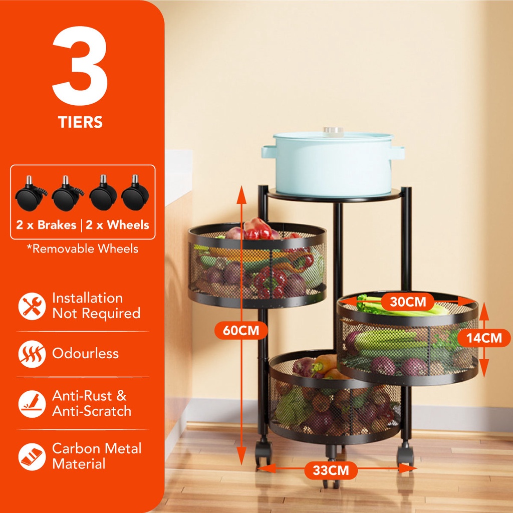 (Mega Sale) (Round) Kitchen Storage Rack Rak Dapur Multifunctional ...