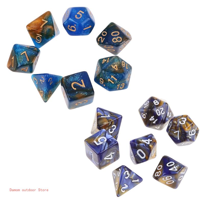 【Hottest Trends】7pcs/set Dichromatic D4 D6 D8 D10 D12 D20 Polyhedral ...