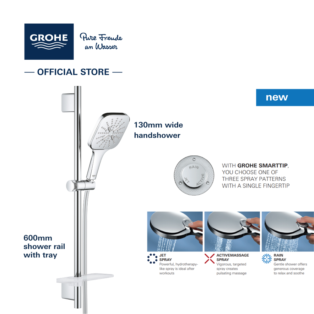 GROHE Rainshower SmartActive 130 Cube Handshower | Lazada Singapore