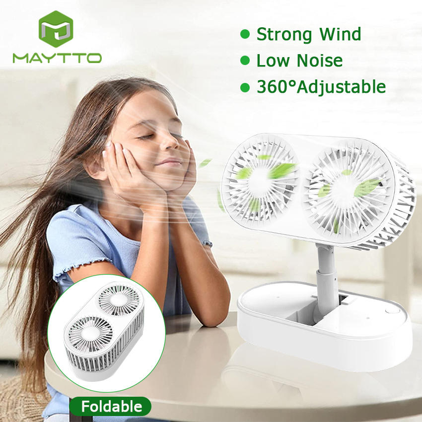 MAYTTO Fan Double-Head Fan Desktop Fan Electric Fan Mute Strong Wind ...