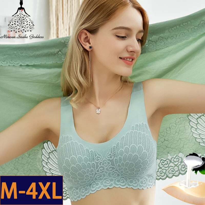 Plus Size Bras for Women 3XL 4XL Push Up Seamles Bra Latex Bralette Top ...