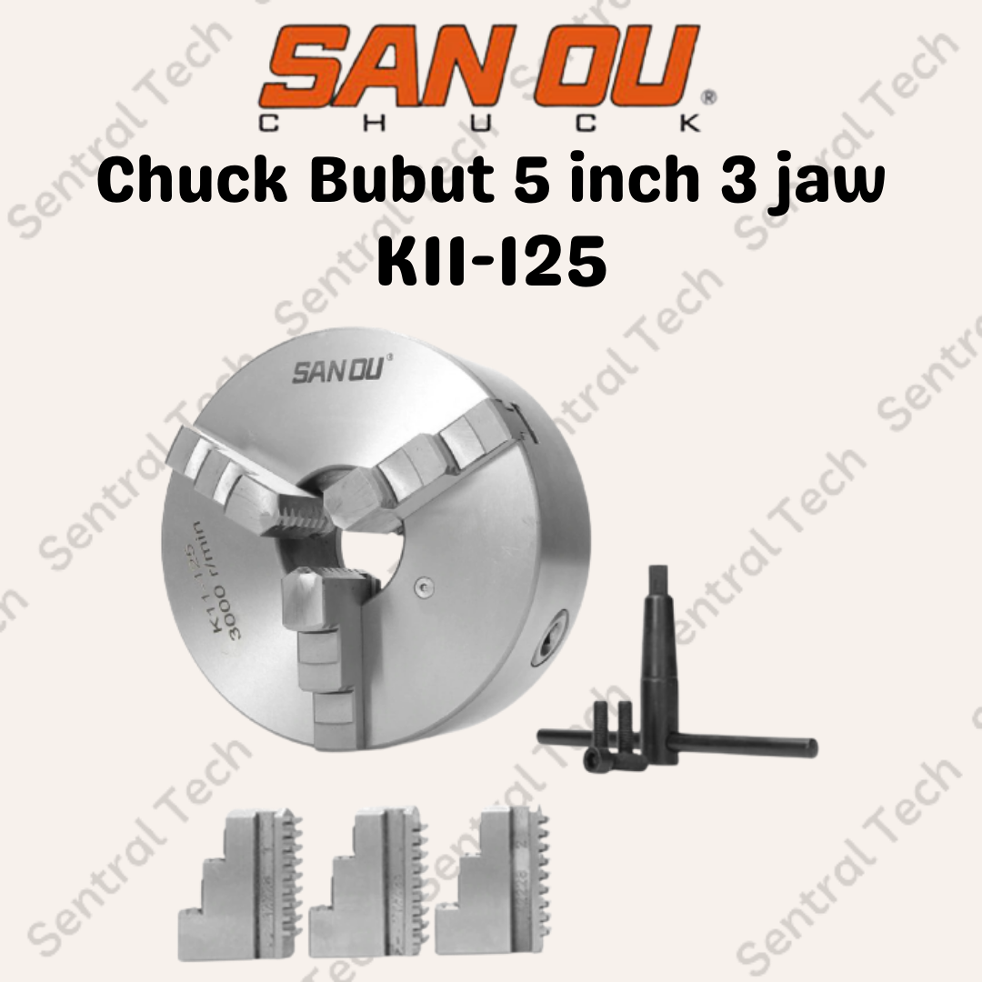 Chuck Bubut 5" 3 Jaw / Chuck Bubut SANOU K11 125 / Catok Kepala Bubut 5 ...