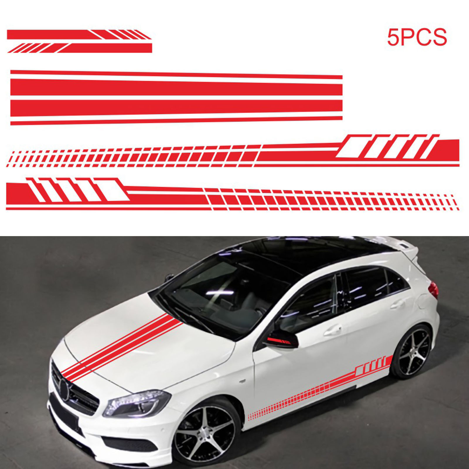 5Pcs Car Stickers Body Sticker Decals Stripes Car Side Door Body Hood ...