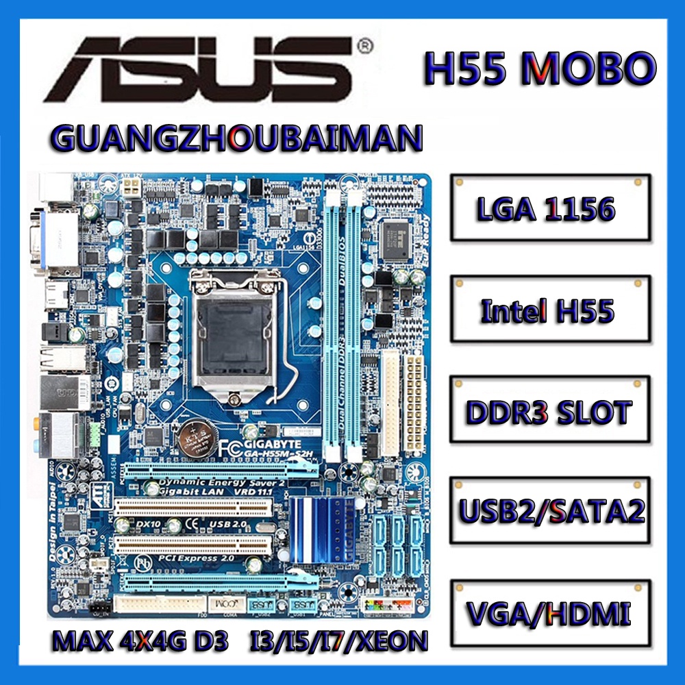 Used Gigabyte H55M-S2 H55M-S2V H55M-S2H H55M-D2H H55M-UD2H H55M-USB3 ...