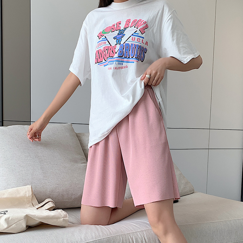 ร้าน Xxam "กางเกงกีฬาขาสั้นขากว้างสำหรับผู้หญิงเอวสูงผ้าไหมน้ำแข็งสไตล์ ...