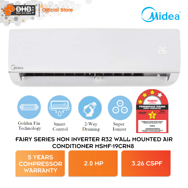 Midea Fairy Series Non Inverter R32 Wall Mounted Air Conditioner 2.0 HP ...