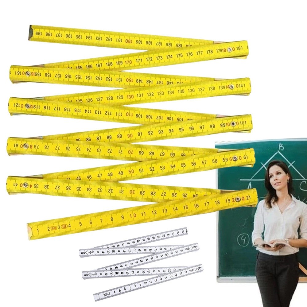 Compact Wooden Folding Ruler 2M Extended Plastic Ruler Dual Sided 1M ...