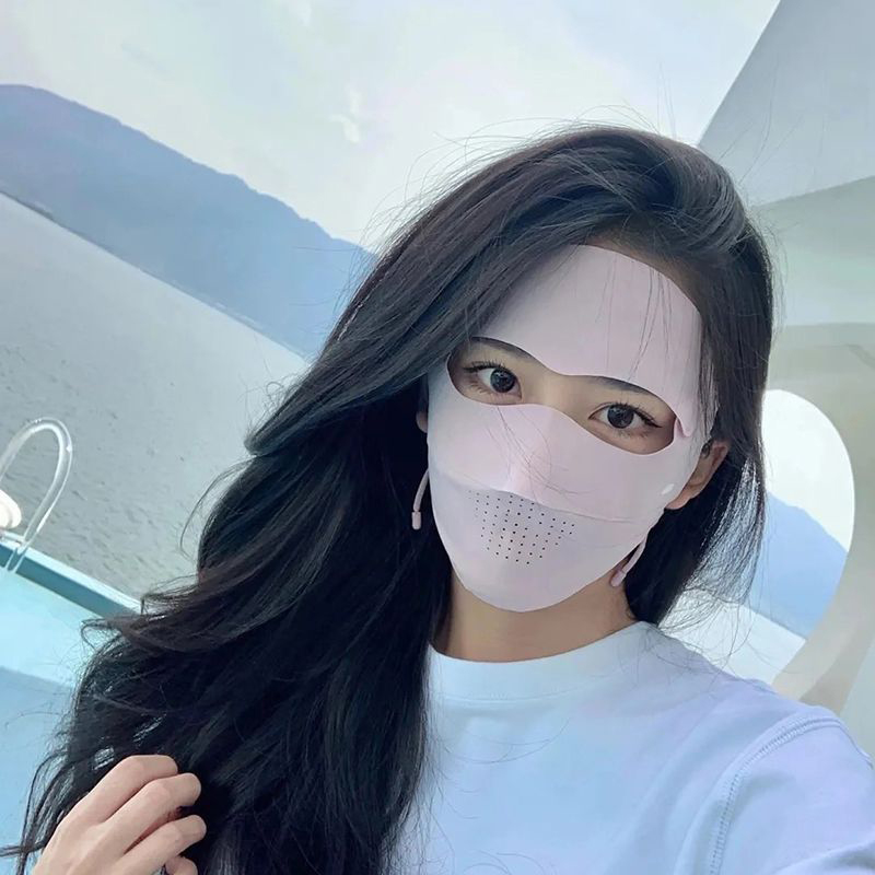 1PC Summer Ice Silk Mask Anti-UV Sun Protection Outdoor Full Face Cover ...