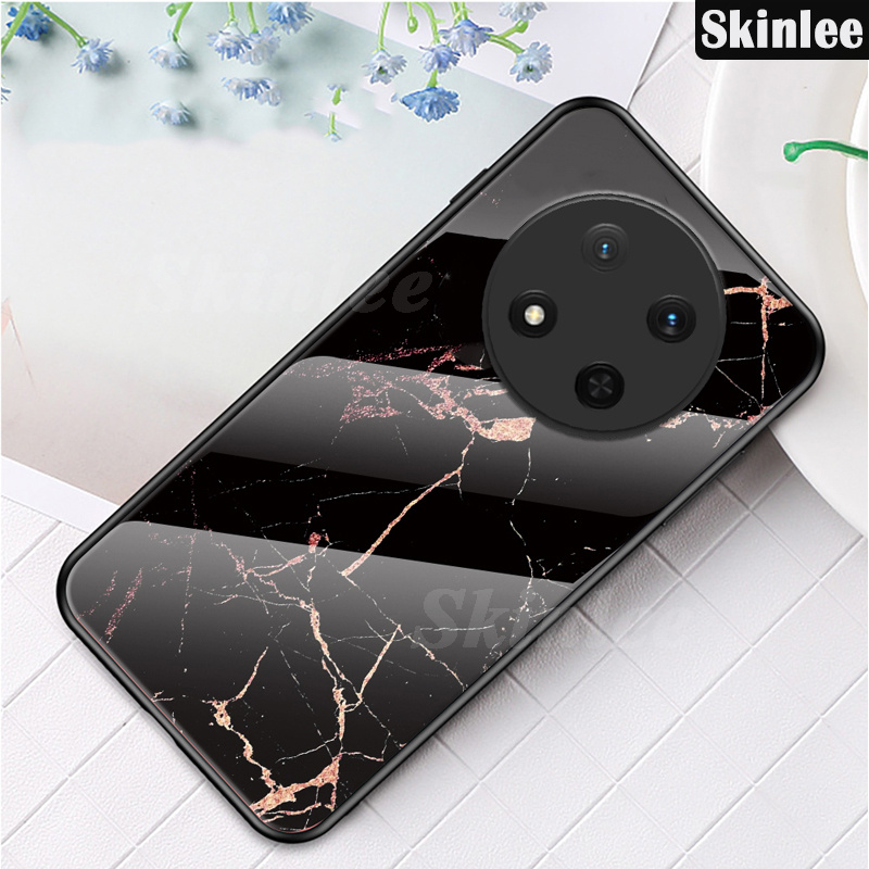 Phone case For Honor X9C Back cover Fashion Marble Hard Tempered Glass ...