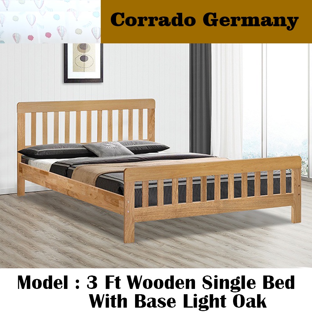 Louisa Wooden Single Bed B3/ Solid Wood Single Bed / Katil Bujang Kayu / Katil Single / Bedroom ...