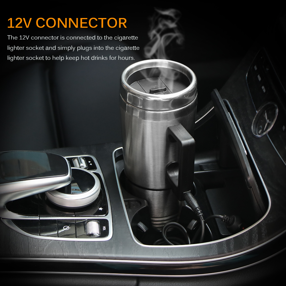 12V 500ML Car Stainless Steel Cup Kettle Travel Coffee Mug Portable ...