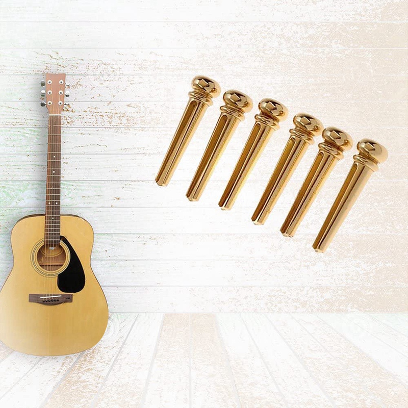 Guitar Bridge Pins 6Pcs Brass Endpin for Acoustic Guitar with Guitar ...