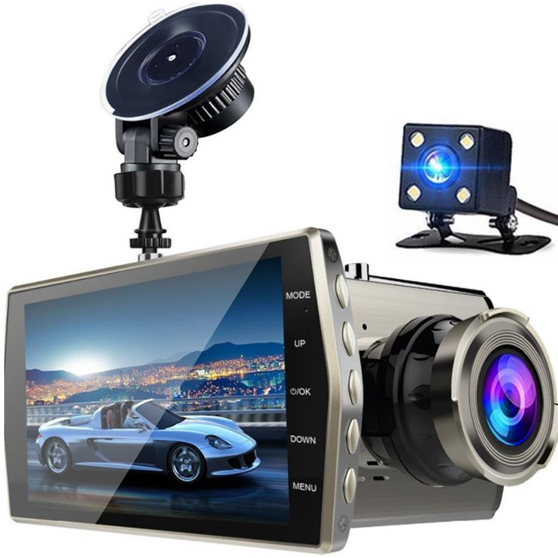 Car DVR Dash Camera 4 Inch Full HD 1080P IPS Dual Lens Dashcam Front ...