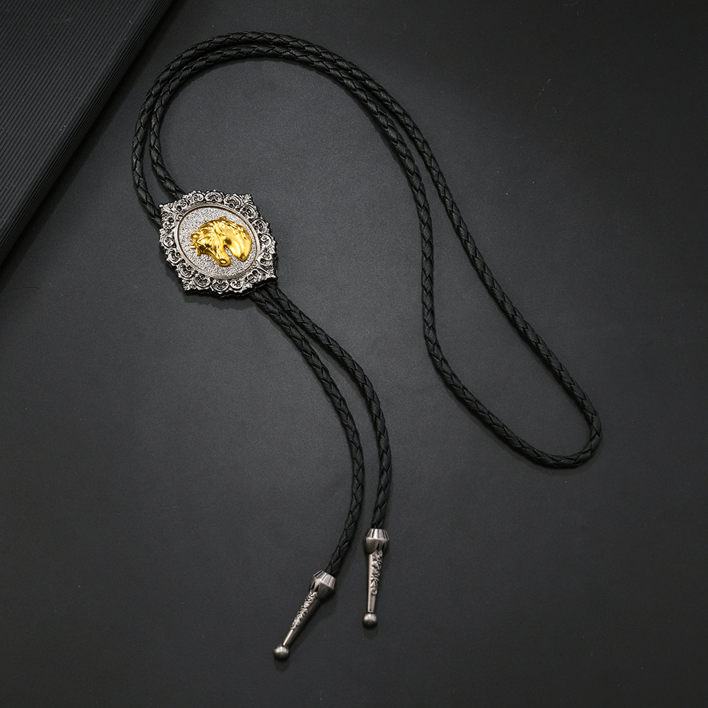 【Trendy Taurus Horse Pendant Men's Western Denim Style Long Necklace ...