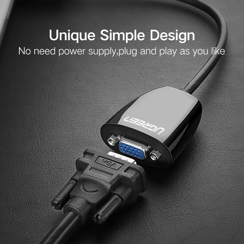 UGREEN สายเคเบิ้ล สายHDMI to VGA Extension Cable Audio Adapter VGA Male ...
