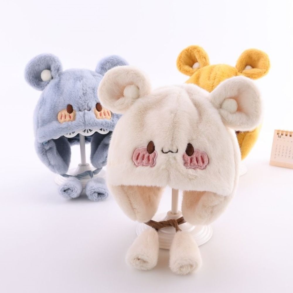 Plush Bear Baby Beanie Cap Ear Protection Autumn Winter Kids Snowcap Cute Warm Baby Hat Boys ...