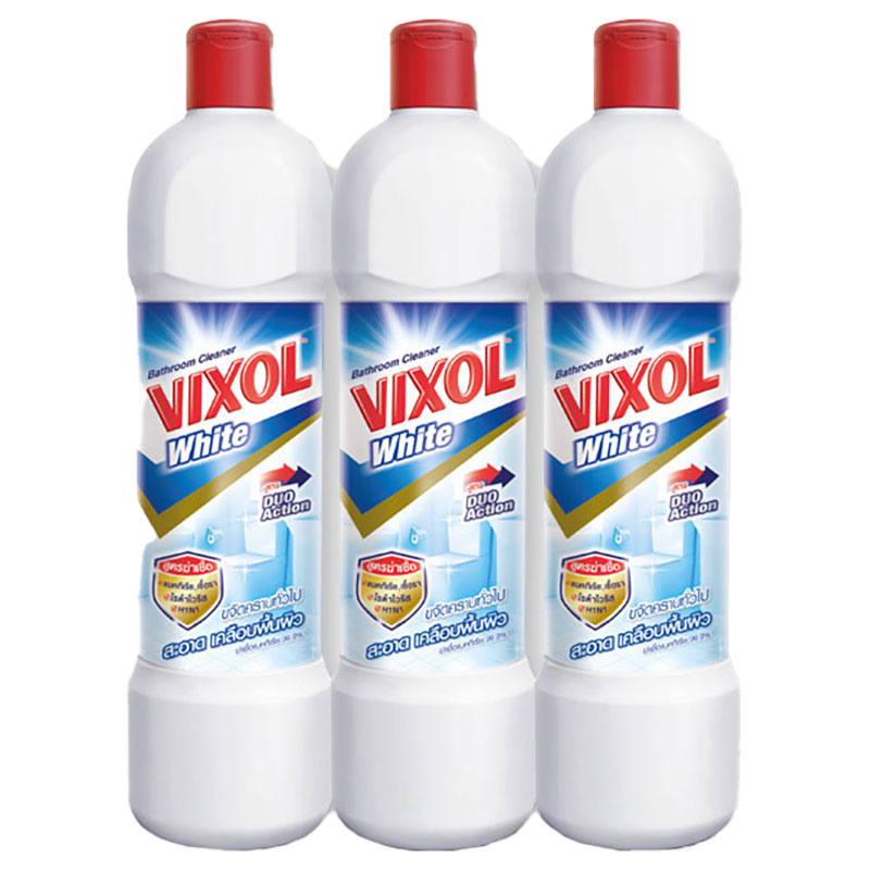 วิกซอล น้ำยาล้างห้องน้ำ ไวท์ 900 มล. x 3 VIXOL Toilet Cleaner White 900 ...