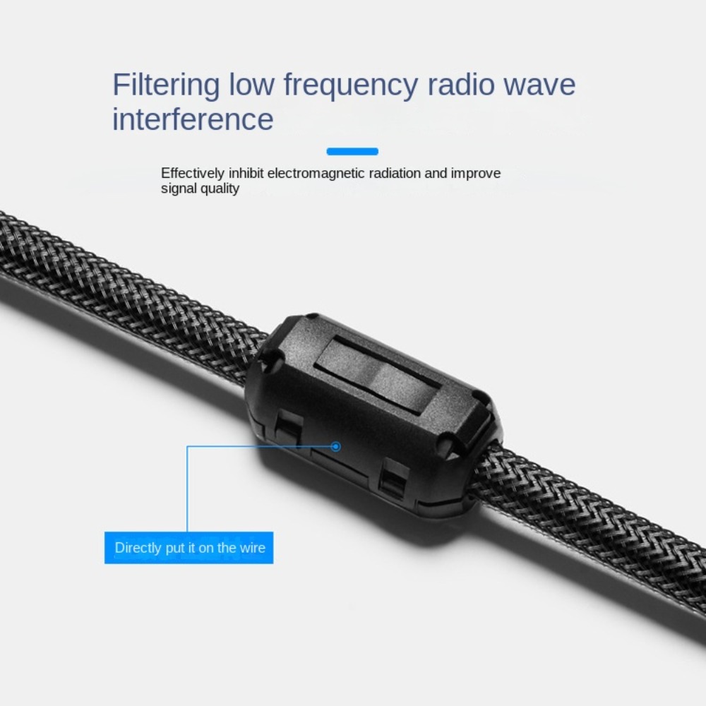Snap Type Ring Core Ferrite Bead Clamp Black Anti-interference Filter ...