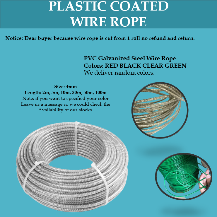 Mago Lifting Machinery III 4mm Steel Wire PVC 2m 5m 10m 30m 50m 100m ...