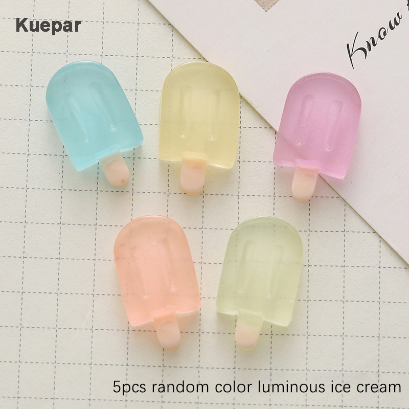 Flash Sale 5 chiếc kem dạ quang thu nhỏ đồ trang trí bằng nhựa dễ thương phụ kiện trang trí xe ...