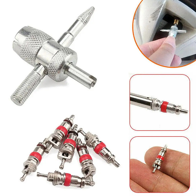 1 Set Tire Valve Service Kit 4 Valve Cores 4 Valve Caps 1 Stem For Car ...