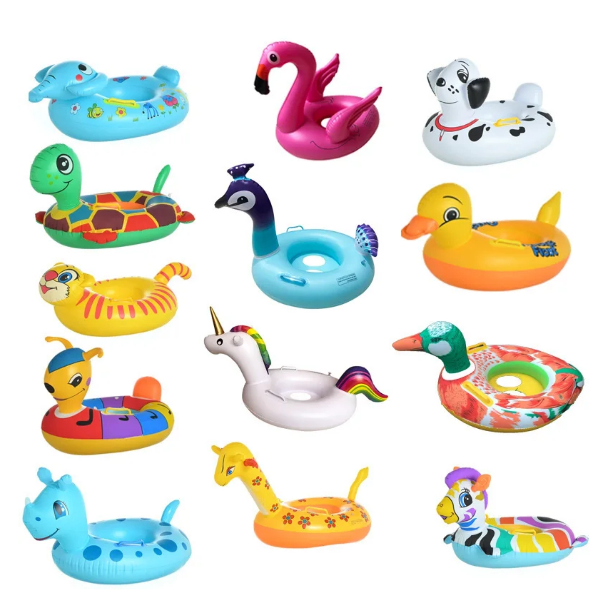 Swimming Inflatable Tube Boat With Handle Different Colorful Animals ...