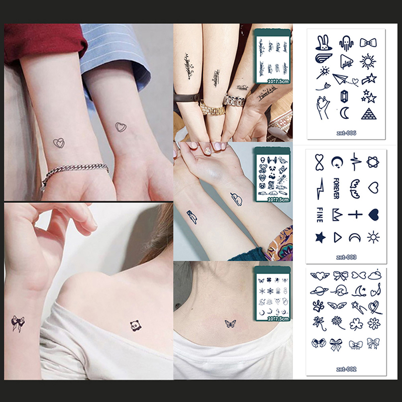 Temporary Tattoo Cute Stickers Black Smile Rose Tatto Witch Cube Arm ...