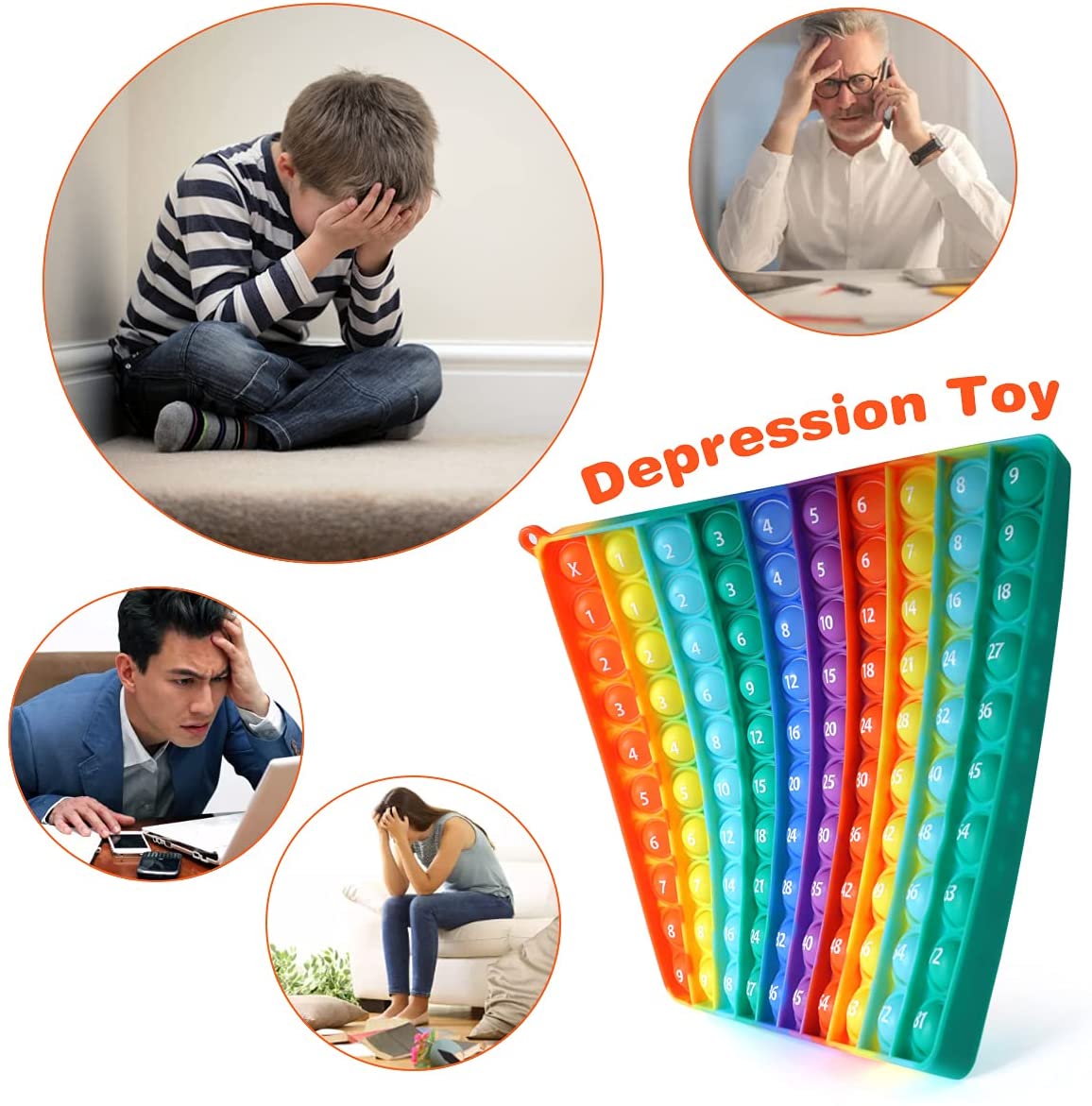 Colorful Math Toys Multiplication Tables Push Pop Fidgett Toy, 100 ...