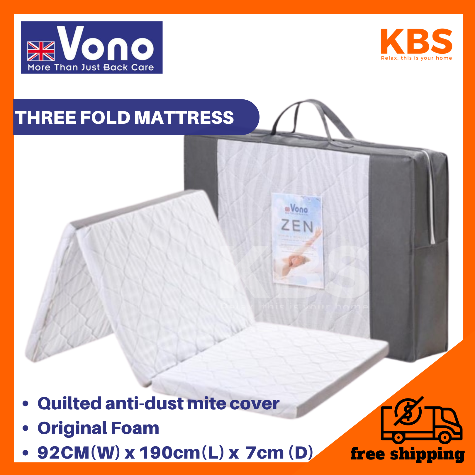 (FREE Shipping) Vono 100% Authentic Vono Zen Anti Dust Mite Folding ...