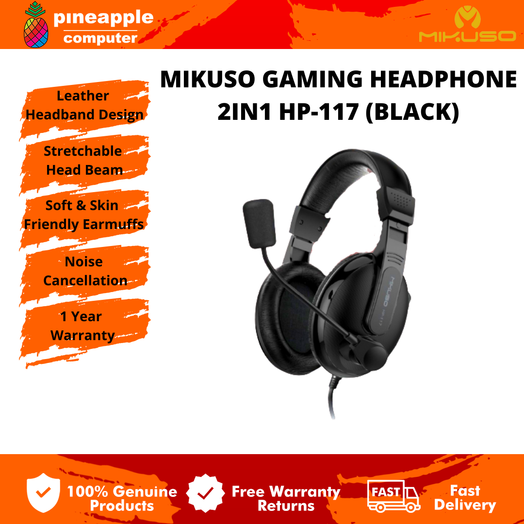 Mikuso Over-Ear Gaming Headphone 2in1 - HP-117/118 (3.5mm Wired, Anti ...