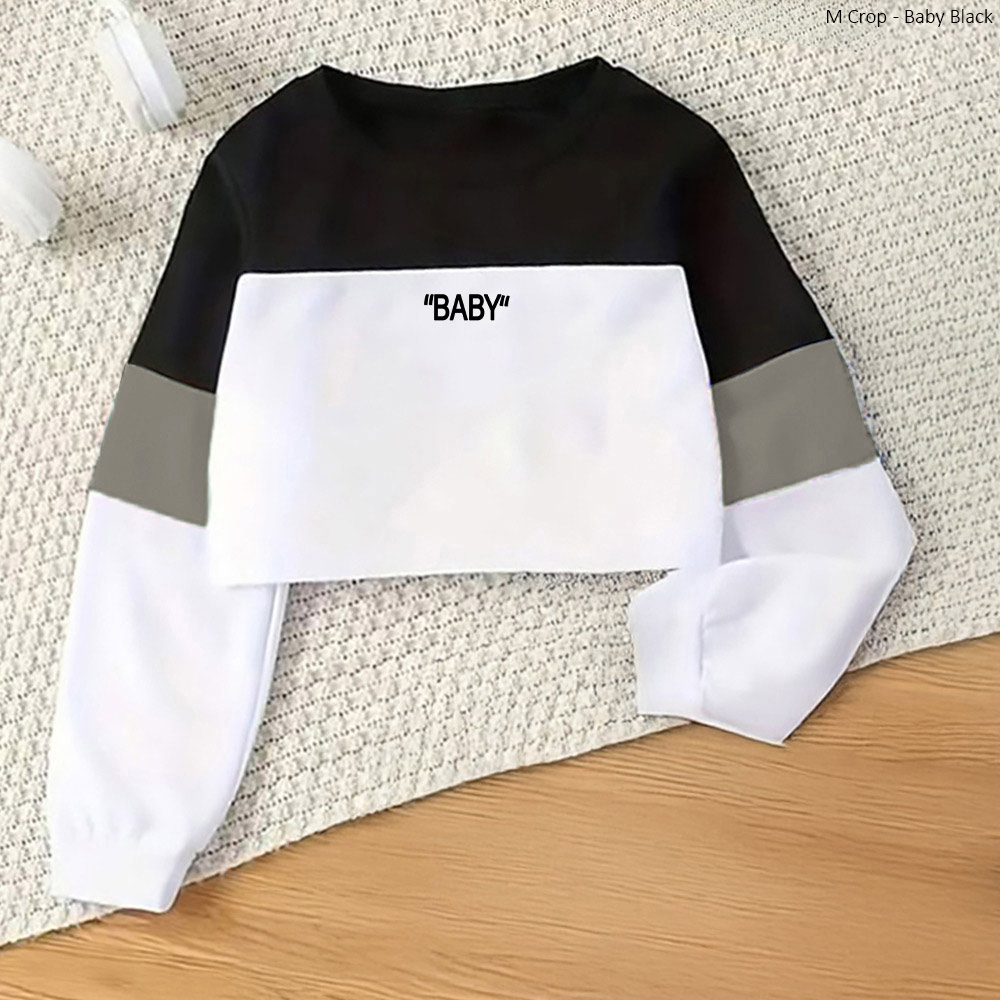 M Crop - Baby Black Women Female Girl Lady Stylish Casual Loose Stripe ...