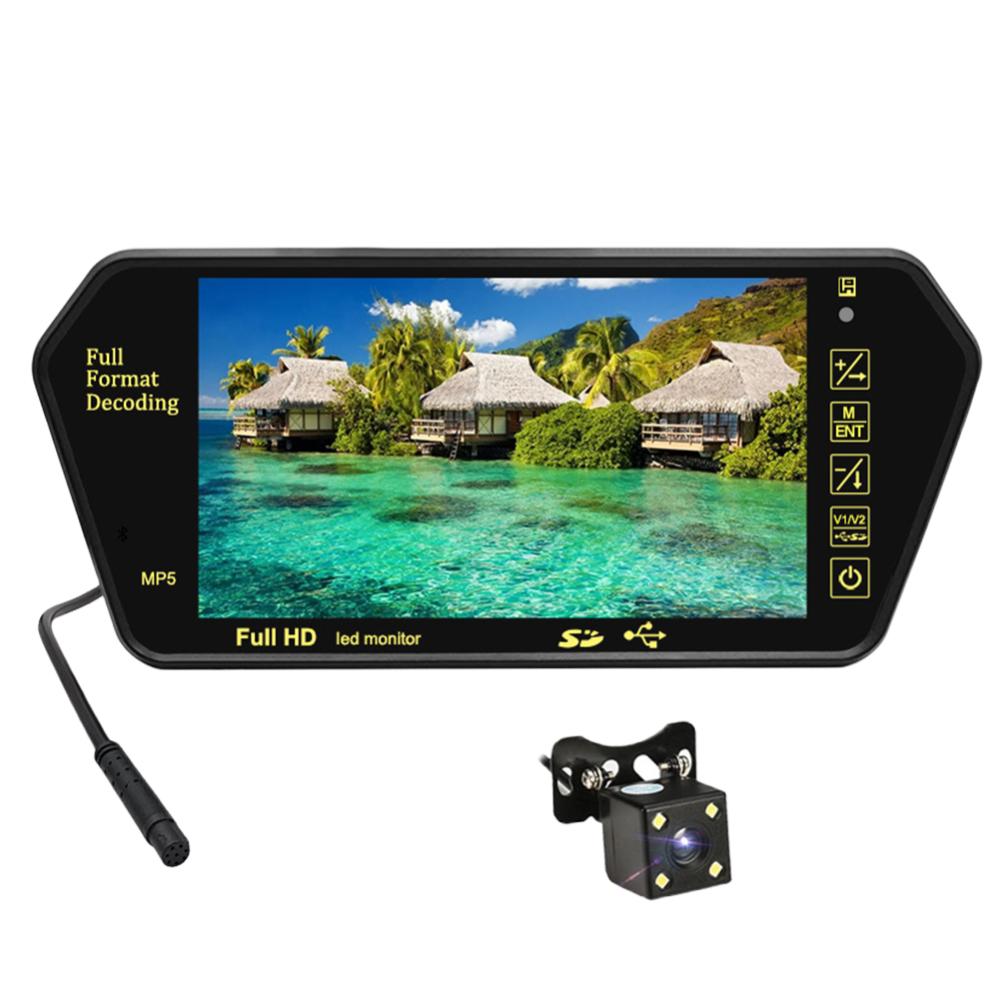 7 Inch Backup Camera FM Transmitter Car Rear Mirror Player Bluetooth ...