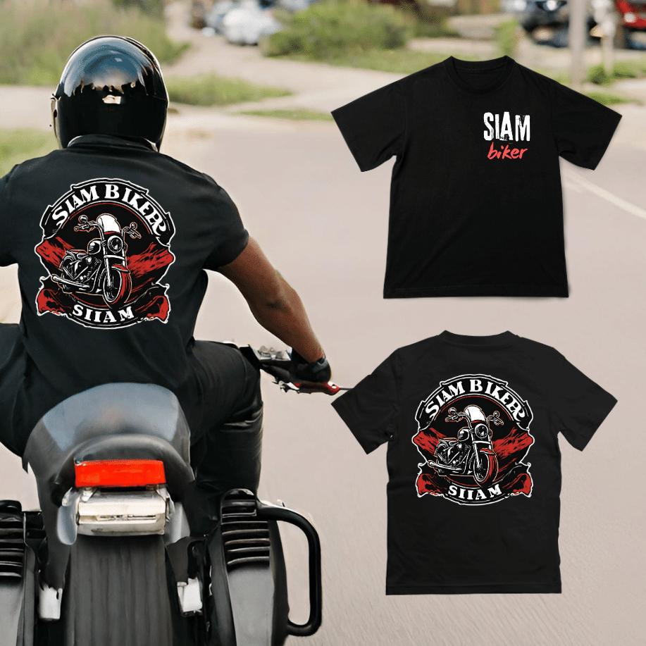 พร้อมส่ง! เสื้อยืด สกรีน siam biker สีขาว และดำ สกรีนเท่ส์ แฟชั่น สีสด ผ้า Cotton100% ผู้ชาย ...