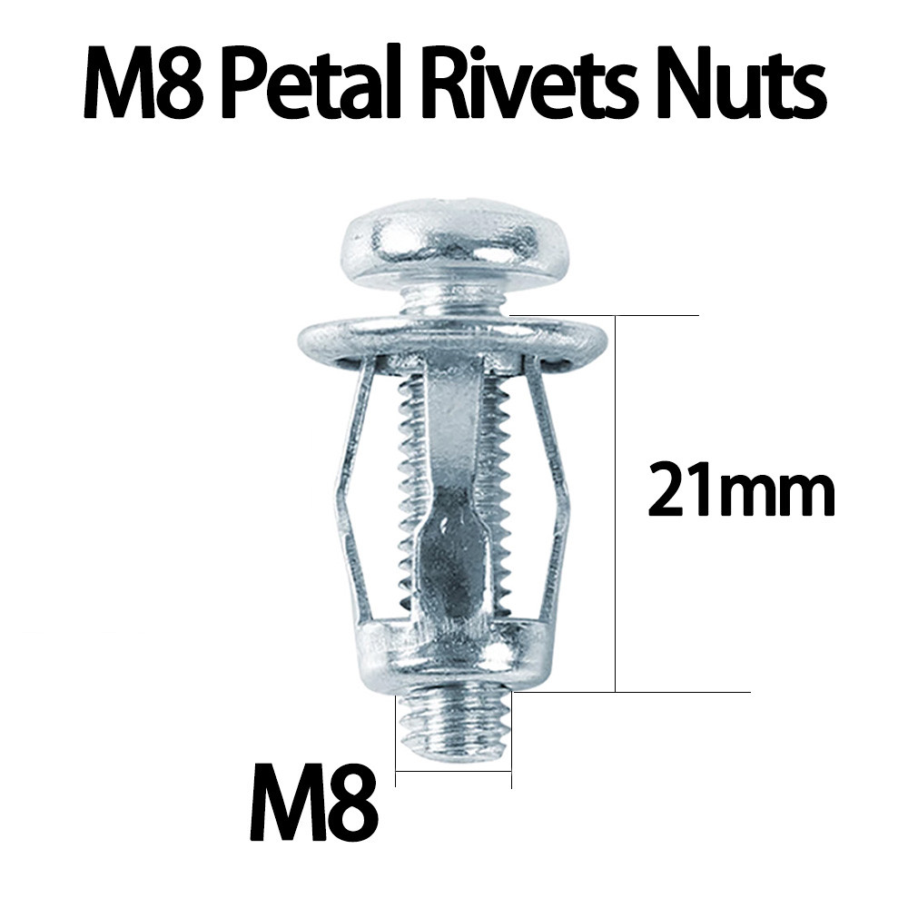 15pcs M4 M5 M6 M8 Petal Rivet Lock Nuts with Screw Fixed License Plate ...