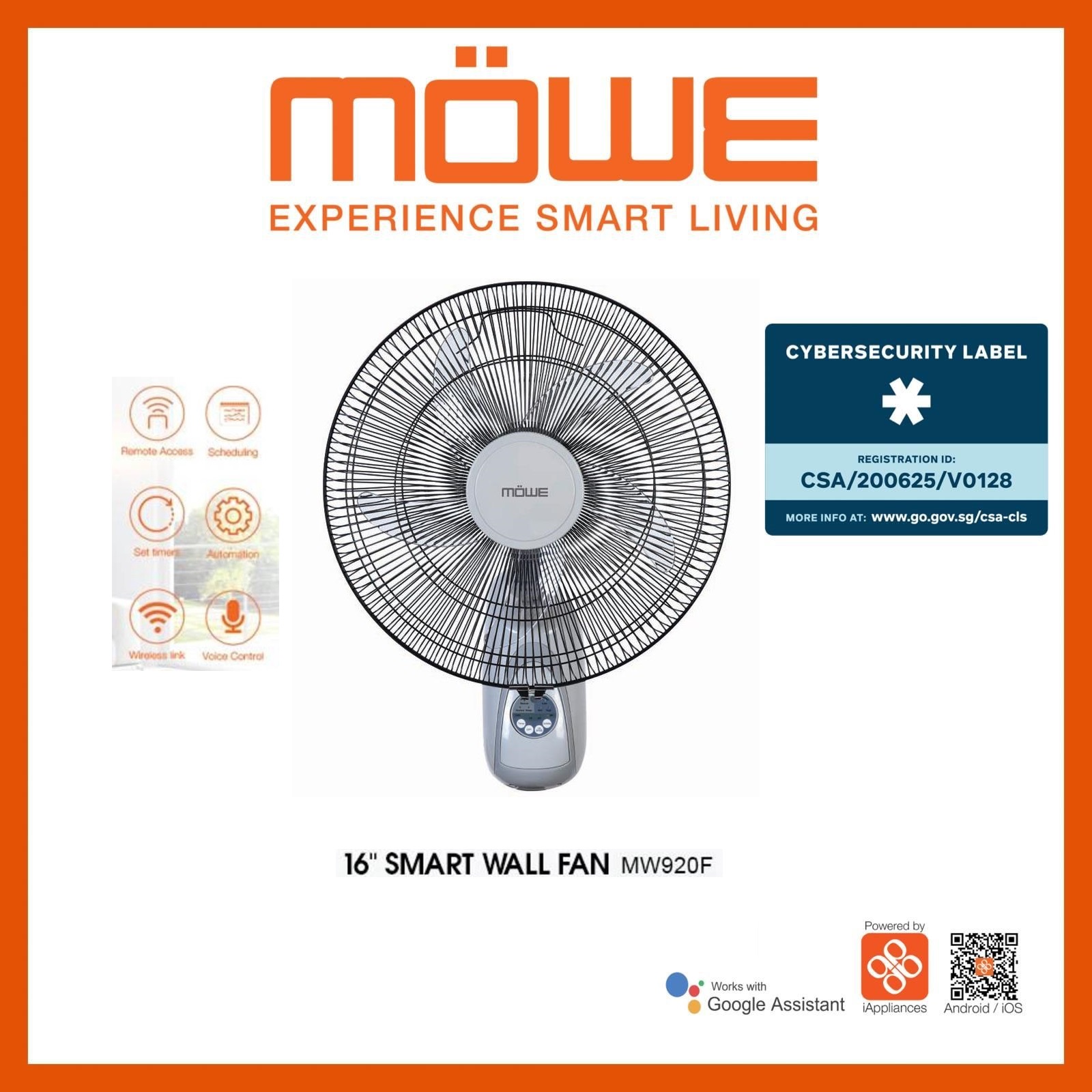 Mowe 16″ Smart Wall Fan with Remote Control / WIFI (MW920F) | Lazada ...