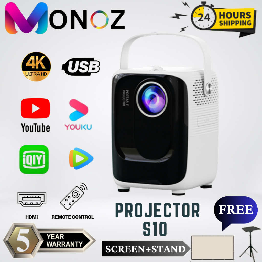 New Smart Android Projector S10 Lumens HD 1080P 4K WiFi LED Projector ...