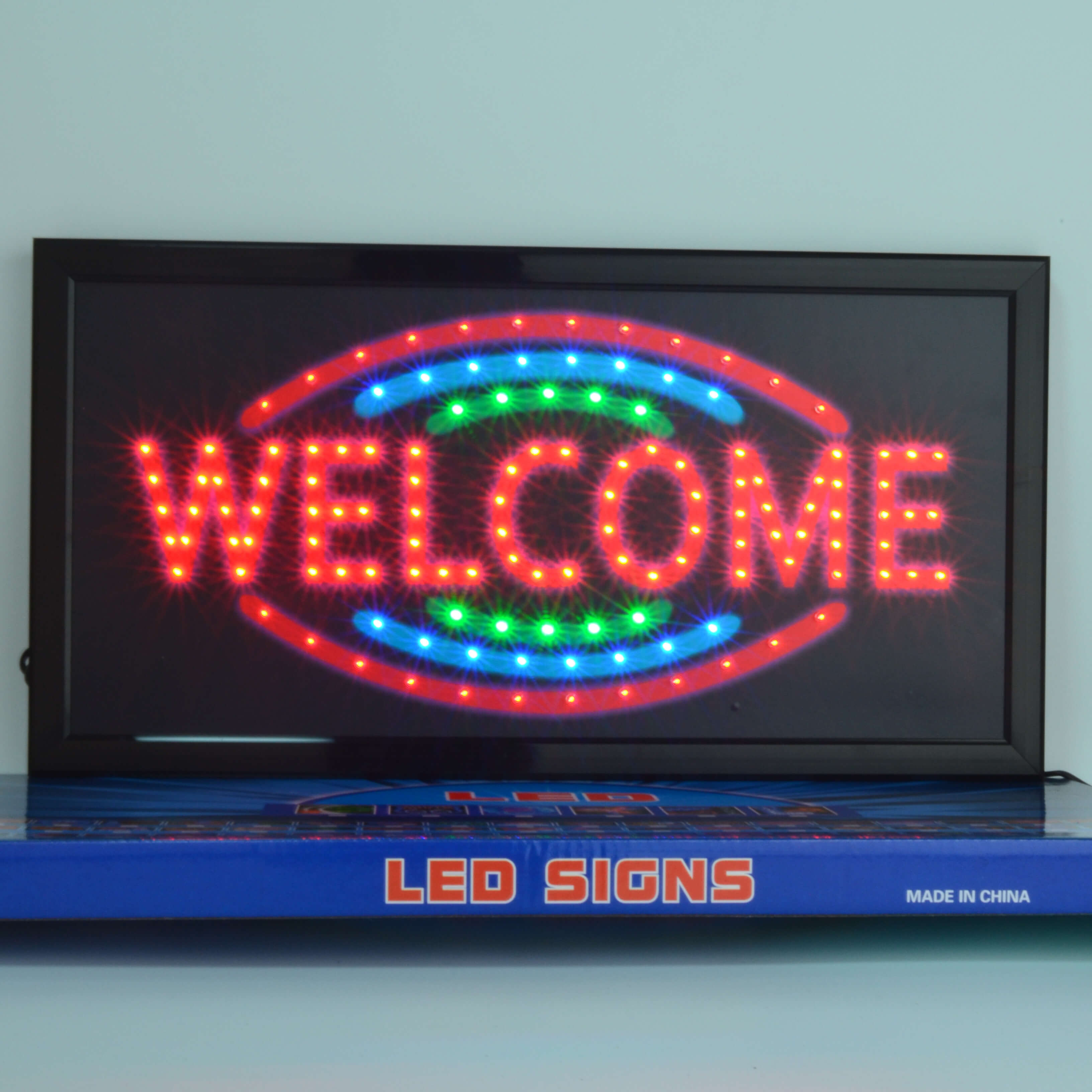 ป้ายไฟ WELCOME ป้ายไฟหน้าร้าน ป้ายไฟ Led ป้ายไฟกล่อง หลอดไฟ ประหยัดไฟ ใช้ปลั๊กไฟ บ้าน ไฟกระพริบ ...