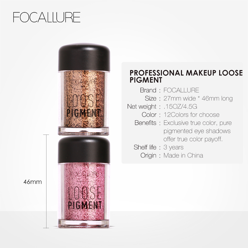 Focallure Single Glitter Shimmer Eyeshadow Powder High Pigmented Eye ...