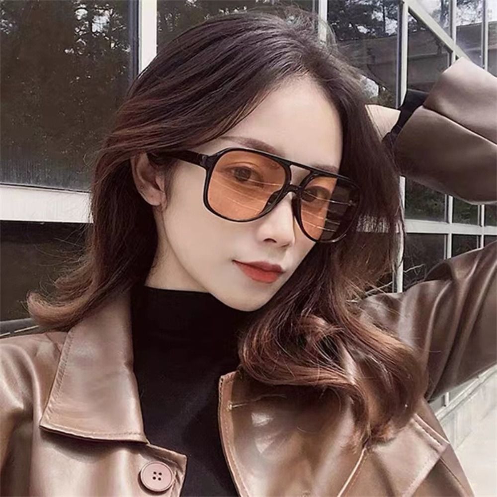 Vintage Big Frame Square Sunglasses Double Beam Punk Pilot Sun Glasses ...