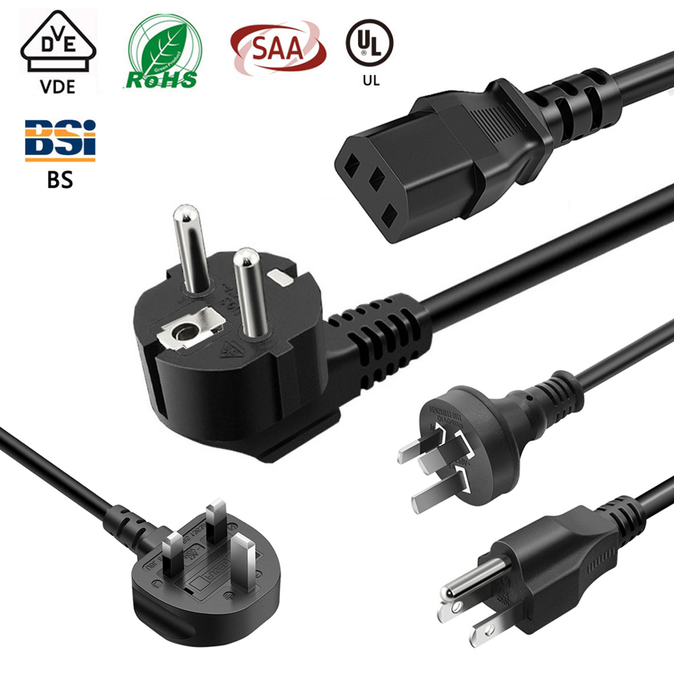 【Best Lrice】1.5m EU UK Plug AC Power Cable 3 Pin Charger Power Cord ...