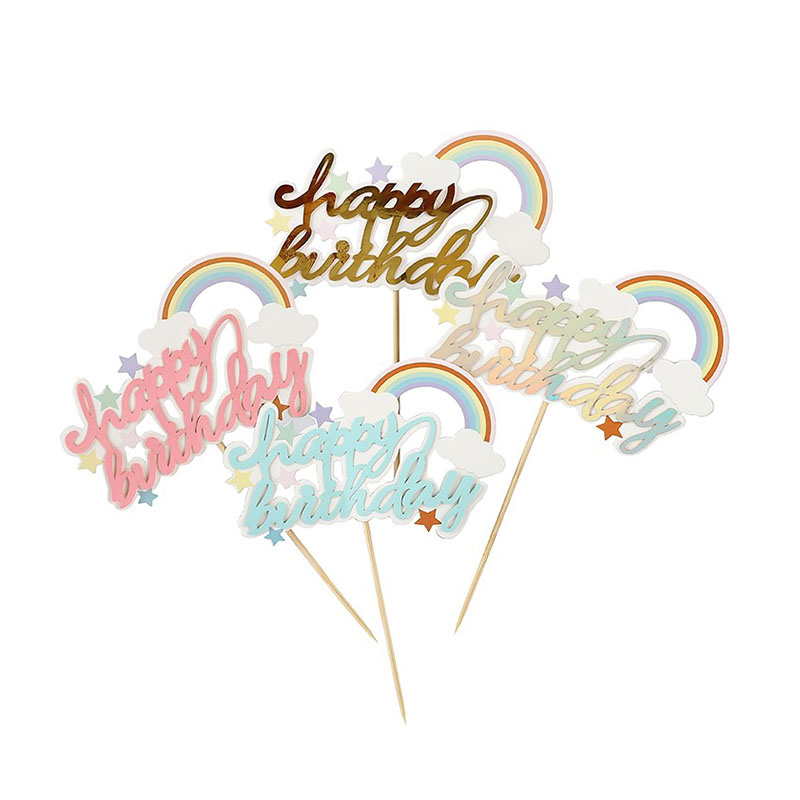 Zozo MMU Birthday Cake Rainbow Color Card Dessert Decoration Plug-in ...