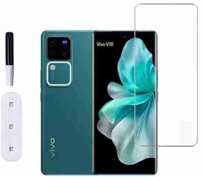 Vivo V30 UV Clear Tempered Glass Full Coverage Screen Protector Fine ...