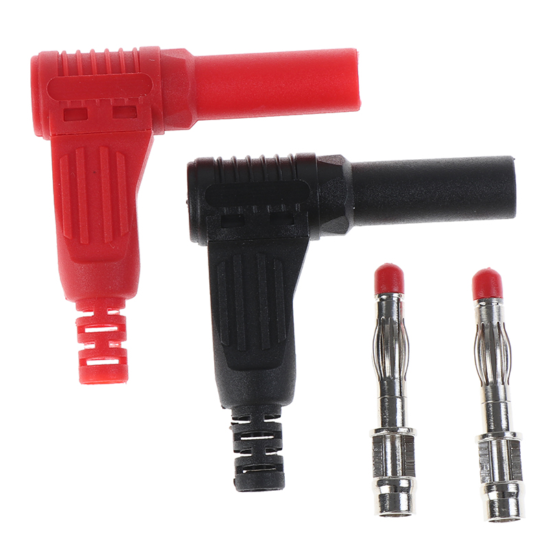 2Pcs Red+Black 4mm Male Right Angle Insulation Banana Plug Multimeter ...
